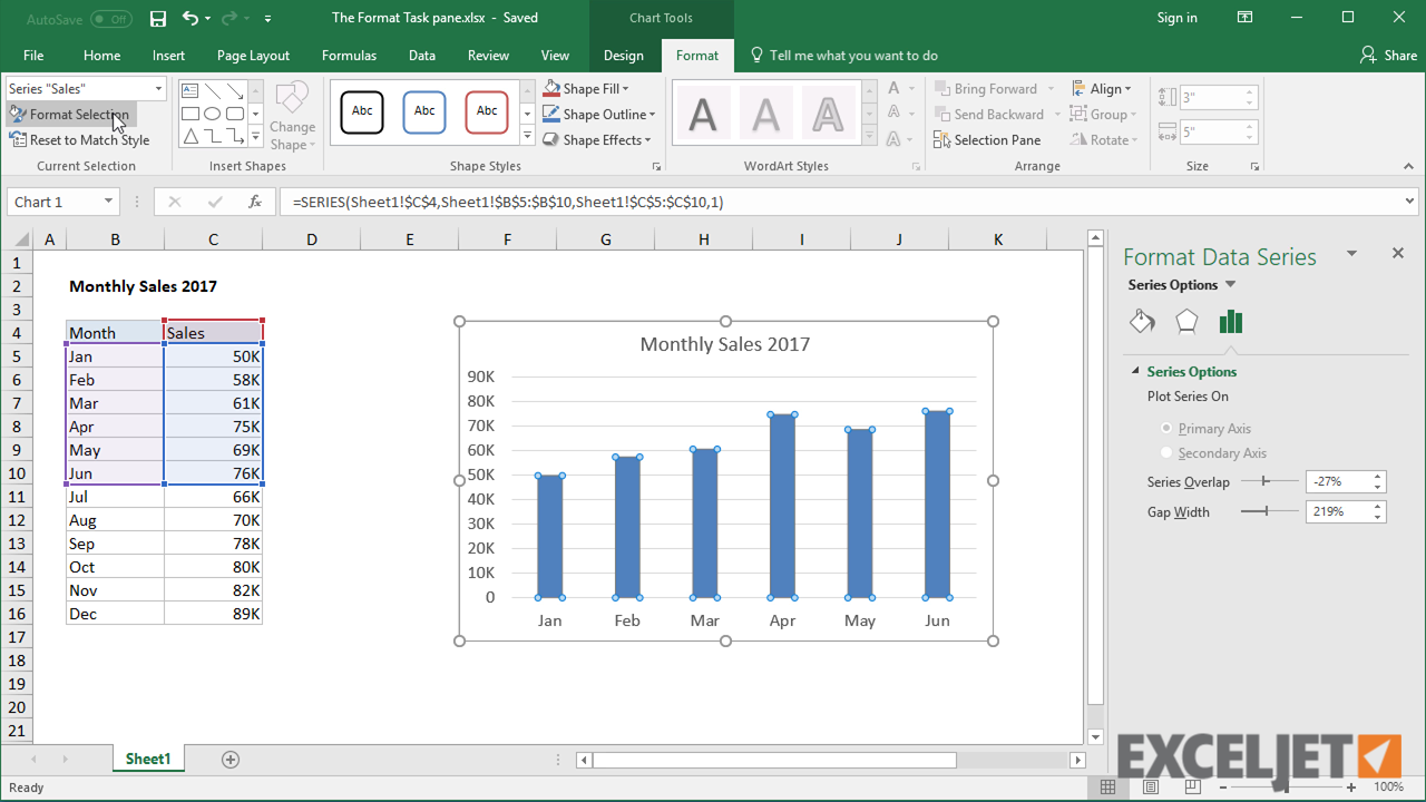 Excel Tutorial The Format Task Pane